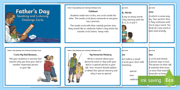 3-6 Father's Day Speaking and Listening Challenge Cards