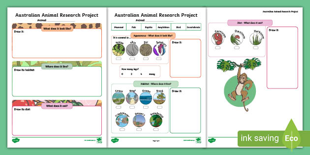 Australian Animal Research Project Writing Frame | F-2