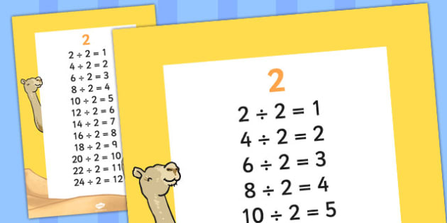 Division Display Poster Two Times Table Poster Division Display Poster Two Times Table Poster