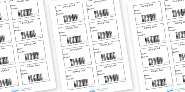 Library Role Play Library Cards (teacher made)