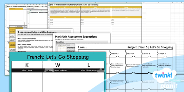French: Let's Go Shopping Year 6 Unit Assessment Pack