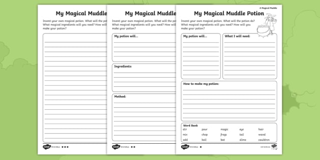A Magical Muddle Potion Writing Differentiated Worksheet - Originals