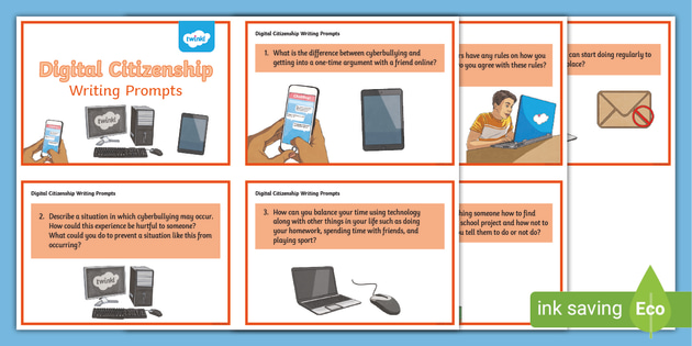 Digital Citizenship NZ Writing Prompt Cards (teacher made)