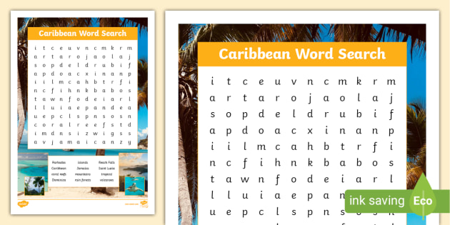 Caribbean Geography Word Search (teacher made)