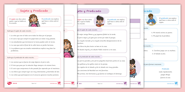 Hojas De Trabajo De Predicados De Segundo Grado Sujeto Y Predicado