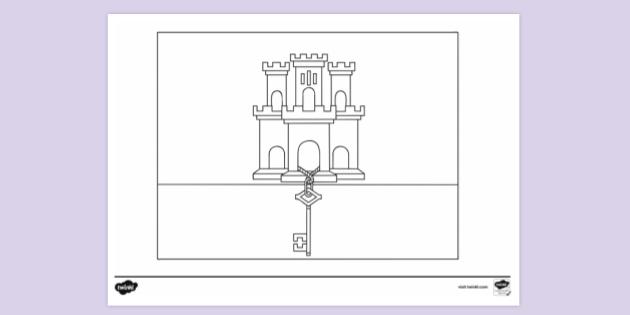 Gibraltar Flag Colouring Sheet Colouring | Colouring Sheets
