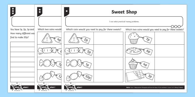 Sweet Shop Differentiated Worksheet / Worksheets
