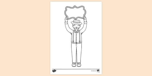 FREE! - Man Holding Sign Colouring Sheet (teacher made)