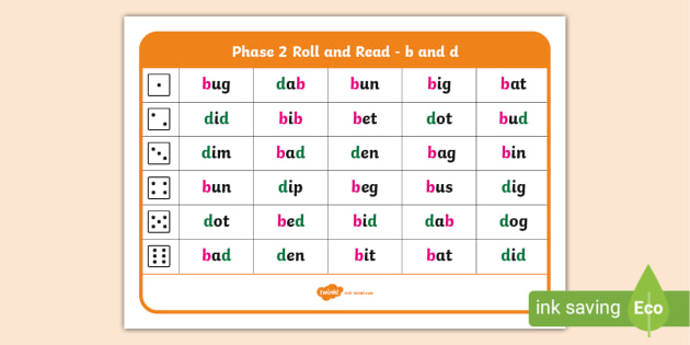 Phase 2 Roll and Read -b and d (teacher made)