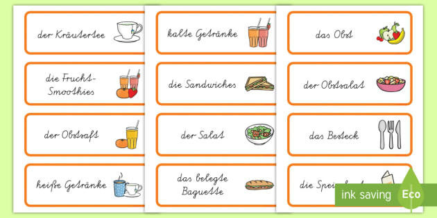 Healthy Café - German Role Play Cards - German Food
