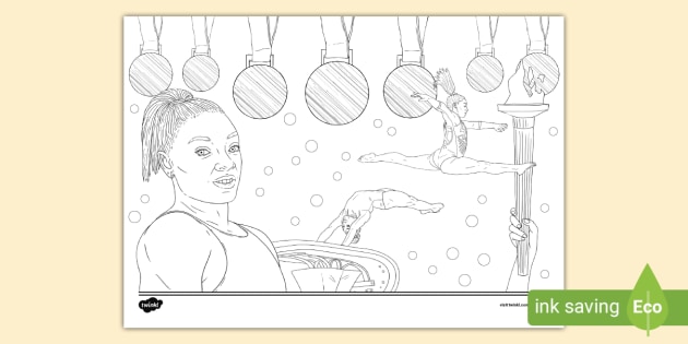 Simone Biles Colouring Page,simone biles (teacher made)