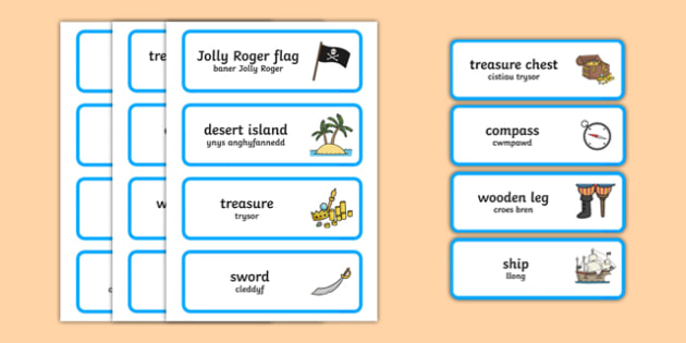 Pirate Word Cards Bilingual Resource (teacher made)