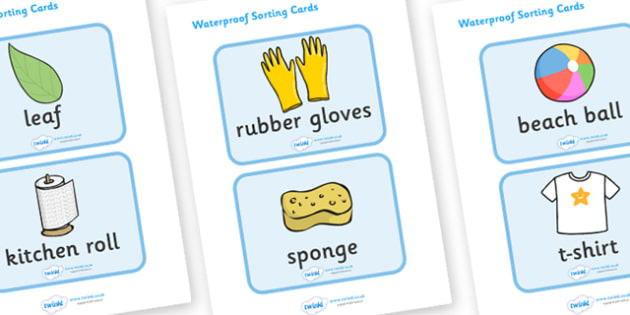 Waterproof Activity Sorting Cards - Waterproof, non-waterproof
