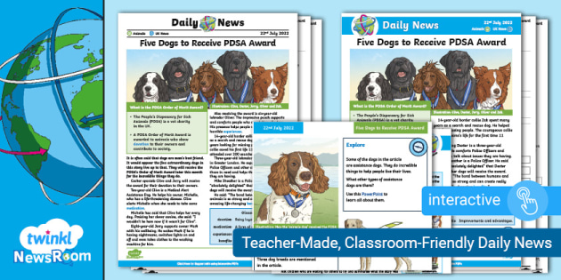 Five Dogs to Receive PDSA Award News | Twinkl Resources