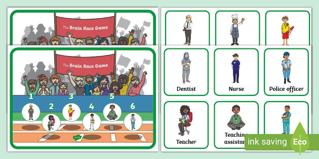 FREE! - Brain Race Game People Who Help Us (teacher made)