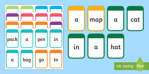 Phase 2 Caption Sentence Building Assorted Word Cards