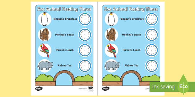 Zoo Animal Feeding Times Blank Clocks (teacher made)