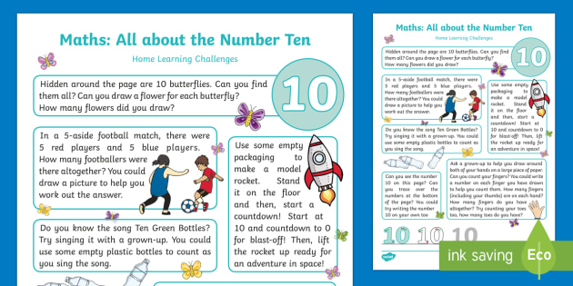 EYFS Maths: All about Number Ten Home Learning Challenges
