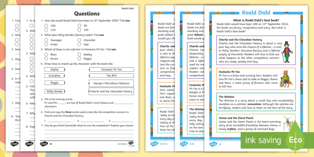 KS1 Roald Dahl Differentiated Reading Comprehension Activity