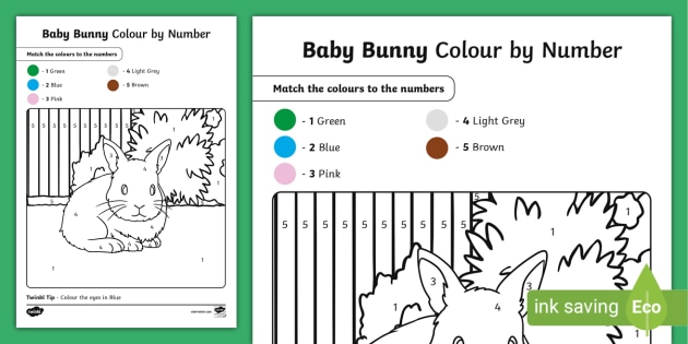 FREE! - Baby Bunny Colour by Number (teacher made)