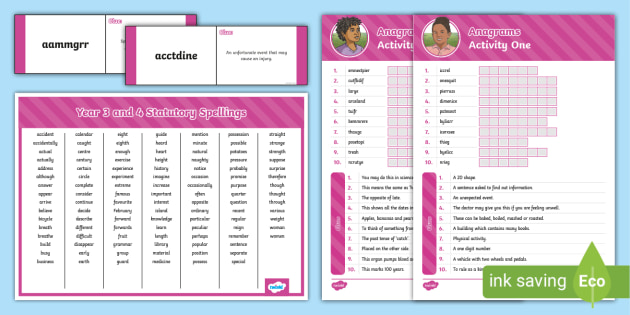 Y3/Y4 Statutory Spellings Anagrams Activity Pack