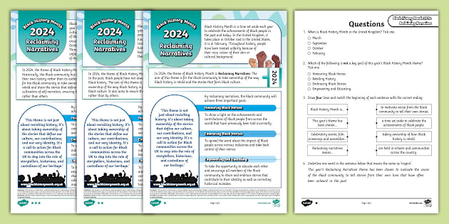 Black History Month Reading Comprehension Worksheets Black History