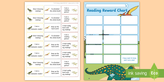 Dinosaur Themed Reading Sticker Reward Charts (teacher made)