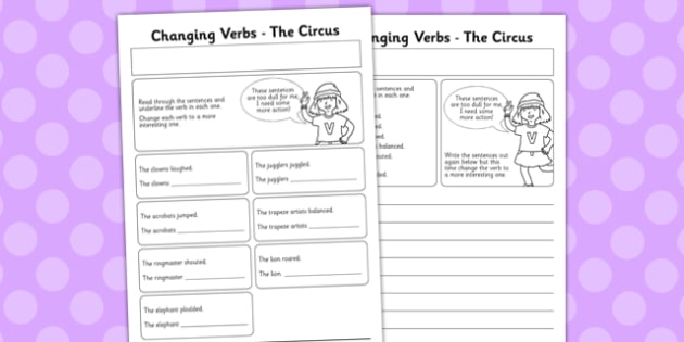 Changing Verbs Worksheet / Worksheet Pack (teacher made)