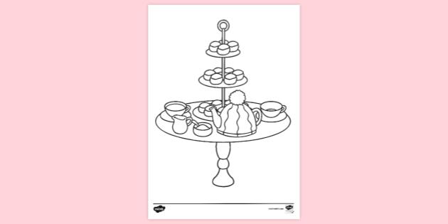 FREE! - Afternoon Tea Table Colouring Sheet | Colouring Pages