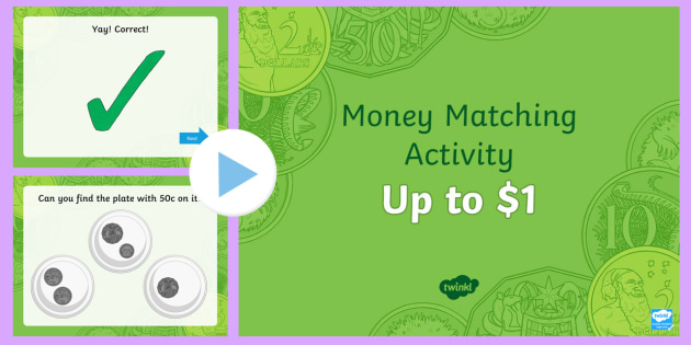 Money Matching Activity Up To $1 PowerPoint (teacher made)