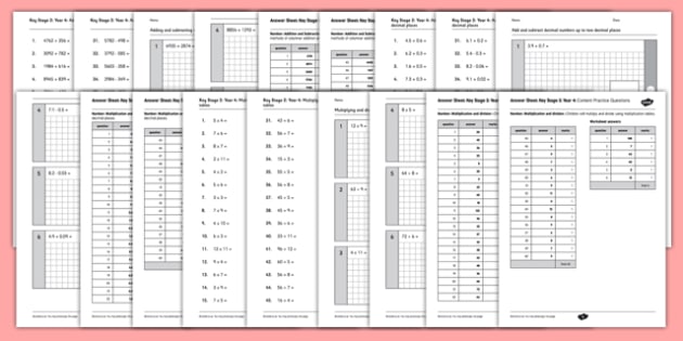 Key Stage 2 Arithmetic Test Year 4 Content Practice Questions