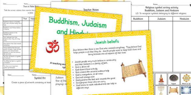 Buddhism Judaism and Hinduism Beliefs and Religious Symbols