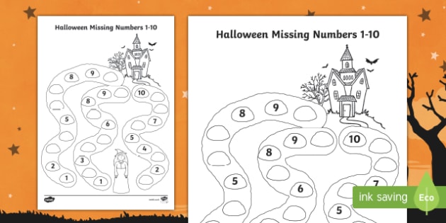 Halloween Spooky House Missing Numbers to 10 Worksheet / Worksheet