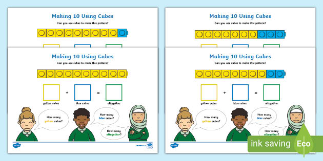 Interlocking Cubes Number Bonds to 10 Worksheets
