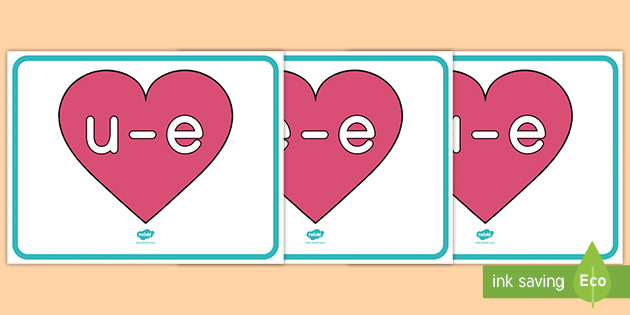 Magic e Vowel Pairs on Hearts Posters