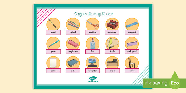 Classroom Objects Word Mat Indonesian