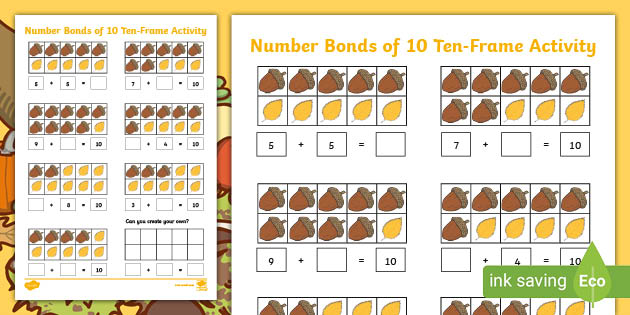 👉 Number Bonds to 10 Autumn Ten-Frame Activity