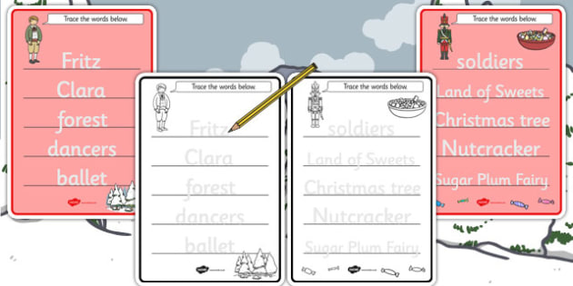 The Nutcracker Trace the Words Worksheets (teacher made)