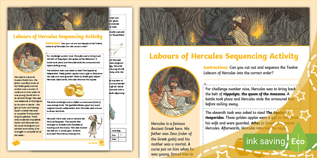 Labours of Hercules Sequencing Activity (Ages 7 - 11)