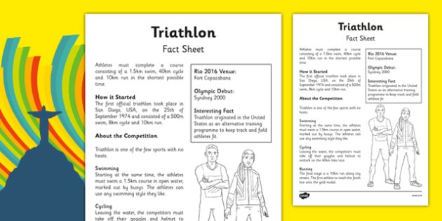 Rio 2016 Olympics Triathlon Fact Sheet (teacher made)
