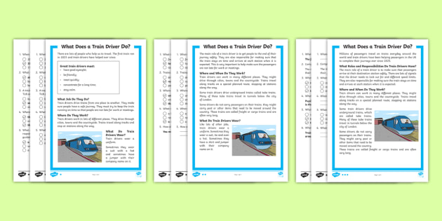KS1 What Does a Train Driver Do? Differentiated Reading Comprehension