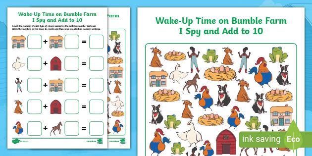 👉 Wake-Up Time on Bumble Farm I Spy and Add to 10