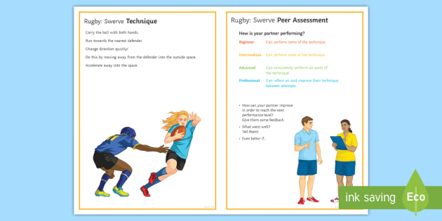 Rugby: Swerve Technique Card Worksheet / Worksheet