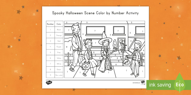 Halloween Scene Color By Number Activity (teacher made)