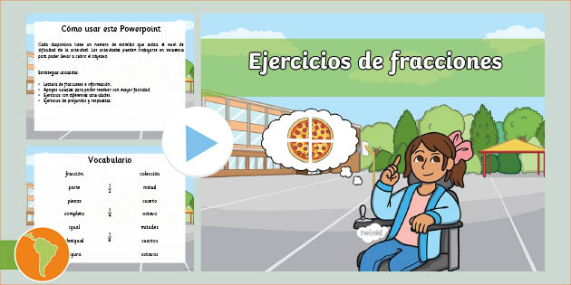 Powerpoint: Ejercicios con fracciones (teacher made)