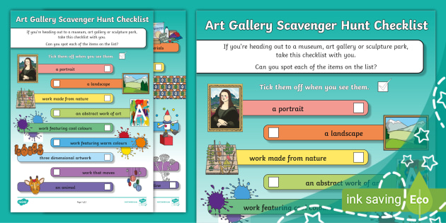 * NEW * Art Gallery Scavenger Hunt Checklist