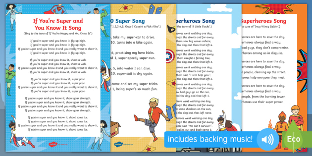 Superheroes Songs and Rhymes Resource Pack