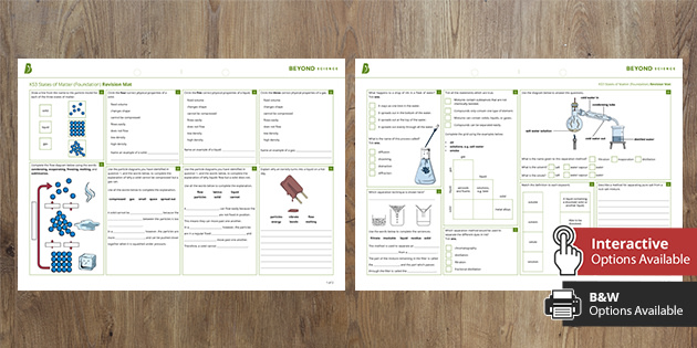 States of Matter Worksheets: Revision Mats | Foundation