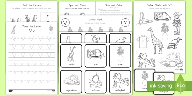 Letter V Activity Pack - Alphabet Packets, Letter V, Letter Formation ...