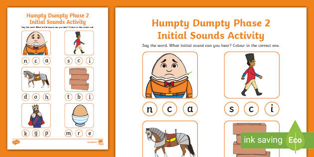 Humpty Dumpty Phase 2 Initial Sounds Activity
